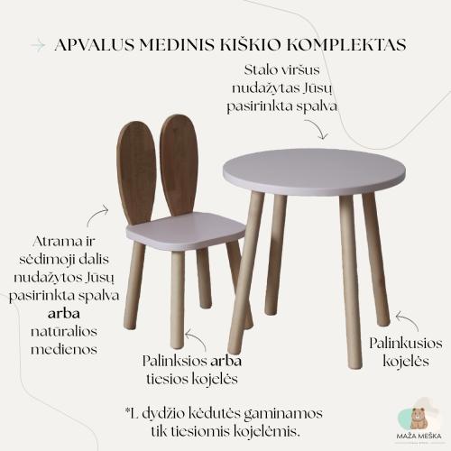 Apvalus Medinis Kiškio "Leono" Komplektas - MAŽA MEŠKA